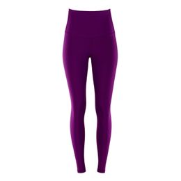 Leggings WINSHAPE "Functional Comfort HWL117C", Damen, Gr. M, Normalgr&ouml;&szlig;en, lila (schwarz plum), 85% Polyester, 15% Elasthan, Hosen Leggings, mit V-Shape Applikation und Core-Bund