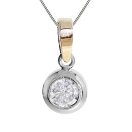 Kette mit Anh&auml;nger OSTSEE-SCHMUCK "- Sunny Exklusiv - Silber 925/000 & Gold 585/000 - Zirkonia" Gr. 42, silber (silber 925, silberfarben, wei&szlig;), Schmuck_Sets, Damen, 42, Silber 925 (Sterlingsilber)