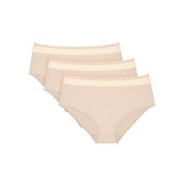 Slip Triumph "Feel of Modal Midi 3P", Damen, Gr. L, beige (creamy dream), Single Jersey, Obermaterial: 87% Modal, 13% Elasthan, unifarben, k&ouml;rpernah, Unterhosen Slip, sehr weich, h&ouml;herer Schnitt