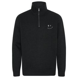 Troyer Clean Cut Copenhagen "Clean Cut Copenhagen Patrick Half-Zip Sweatshirt", Herren, Gr. L, schwarz, 60% Baumwolle, 40% Polyester, unifarben, normal, amerikanischer Ausschnitt, Pullover Troyer