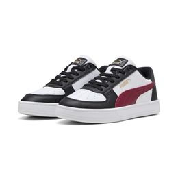 Sneaker Puma "CAVEN 2.0 JR", Damen, Gr. 35,5, wei&szlig; (Puma schwarz, team regal rot, Puma wei&szlig;), mehrfarbig, Schuhe Sneaker, f&uuml;r Jugendliche