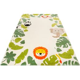 Kinderteppich Esprit "E-Safari ESP-21369" Gr. 2, wei&szlig; (sanftes wei&szlig;), B:80cm H:13mm L:150cm, Kunstfaser, Teppiche, Kinderteppich, Motiv Dschungel Tiere, Kurzflor