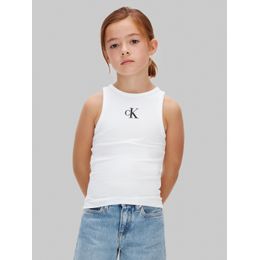 Tanktop Calvin Klein Jeans "LOGO TANK TOP", M&auml;dchen, Gr. 4 (104), wei&szlig;, Single Jersey, Obermaterial: 100% Baumwolle, unifarben, regular fit normal, Rundhals, Tops Tanktop, Regular fit f&uuml;r Kinder, mit Logoschriftzug