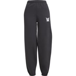 Jogginghose MISS TEE "Miss Tee Karma Butterfly Ladies Fluffy Sweatpants", Damen, Gr. M, US-Gr&ouml;&szlig;en, schwarz, 70% Baumwolle, 30% Polyester, loose fit, Hosen Jogginghose