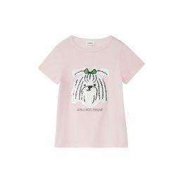 Kurzarmshirt s.Oliver JUNIOR, M&auml;dchen, Gr. 116/122, light rose, Jersey, Obermaterial: 100% Baumwolle, bedruckt, normal h&uuml;ftbedeckend, Rundhals, Shirts, mit Pailletten, f&uuml;r Girls