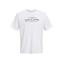 Jack & Jones T-Shirt JACK & JONES JUNIOR "JPRBLAKEVIN SS TEE FST JNR", Jungen, Gr. 140, wei&szlig;, Single Jersey, Obermaterial: 100% Baumwolle, bedruckt, regular fit normal, Rundhals, Shirts T-Shirt