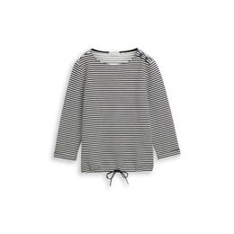 Tom Tailor Damen Langarmshirt mit Knopf-Details, blau, Gestreift, Gr. XXXL