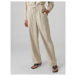 V&eacute;ro Moda Schlupfhose VERO MODA "VMJESMILO HW WIDE PANTS WVN NOOS", Damen, Gr. L (40), N-Gr, beige (silber lining), Web, Obermaterial: 55% Viskose, 45% Leinen, unifarben, normal normal, Hosen Schlupfhose, mit Seitentaschen