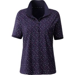 Damen Poloshirt im Tupfendessin marine-fuchsia-getupft, Gr&ouml;&szlig;e 54
