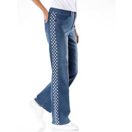 WITT Damen Jeans mit Lochstickerei, blue-stone-washed, Gr&ouml;&szlig;e 19