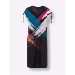 WITT Damen Sommerkleid mit platziertem Druck, schwarz, Gr&ouml;&szlig;e 56/58