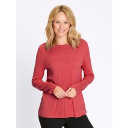 WITT Damen Baumwollpullover mit Zopfmuster im Vorderteil, grapefruit, Gr&ouml;&szlig;e 56