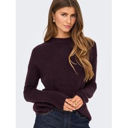 Strickpullover Only "ONLCAMILLA O-NECK L/S PULLOVER KNT", Damen, Gr. XL, rot (winetasting detail:melange), Strick, Obermaterial: 74% Polyacryl, 24% Polyester, 2% Elasthan, meliert, regular fit normal, Rundhals, Rippb&uuml;ndchen, Pullover Strickpullover, Materialmix, regular fit