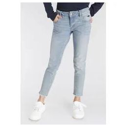 7/8-Jeans Kangaroos "Stretch-Jeans mit Logo-Stickerei", M&auml;dchen, Gr. 158, N-Gr, blau (jeansblau), Denim/Jeans, Obermaterial: 98% Baumwolle, 2% Elasthan, unifarben, schmal 7/8-L&auml;nge, Jeans, schmale Passform, geschnittene Kante, niedrige Leibh&ouml;he