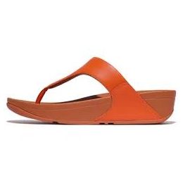 Dianette fitflop "LULU LEATHER TOEPOST", Damen, Gr. 36, orange, Rindsleder, unifarben, Schuhe Dianette, Pool Slides, Pantolette, Badeschuh mit Keilabsatz