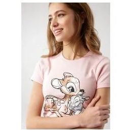T-Shirt Kangaroos, Damen, Gr. 44/46, rosa, Rippware, Obermaterial: 100% Baumwolle, bedruckt, unifarben mit Farbeinsatz, sehr figurbetont h&uuml;ftbedeckend, Rundhals, Shirts T-Shirt, Kurzarm, sehr figurbetonte Passform, aus Baumwolle