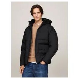 Parka Tommy Hilfiger "ROCKIE UTILITY HOODED JACKET", Herren, Gr. XXL, schwarz, Web, Obermaterial: 100% Polyamid. Futter: 100% Polyamid. Wattierung: 100% Polyester, regular fit normal, Rippstrickb&uuml;ndchen, Jacken Parka, Winterjacke, Outdoorjacke Abnehmbare Kapuze mit Kordelzug, 2-Wege-Rei&szlig;