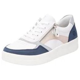 Plateausneaker Remonte, Damen, Gr. 40, wei&szlig; (wei&szlig;, jeansblau, ros&eacute;), Leder, Lederimitat, Schuhe Plateausneaker, Freizeitschuh, Halbschuh, Schn&uuml;rschuh in schmaler Form