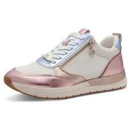 Keilsneaker Tamaris, Damen, Gr. 37, rosa (ros&eacute; metallic), Lederimitat, Textil, Schuhe Sneaker, Freizeitschuh, Halbschuh, in schmaler Form, vegane Verarbeitung