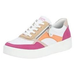 Plateausneaker Remonte, Damen, Gr. 38, pink (wei&szlig;, fuchsia), Leder, Lederimitat, Schuhe Plateausneaker, Freizeitschuh, Halbschuh, Schn&uuml;rschuh in schmaler Form