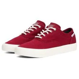 Sneaker Tommy Hilfiger "TH HI VULC LOW OXFORD TWILL", Herren, Gr. 43, rot, Textil, Schuhe Sneaker, Freizeitschuh, Halbschuh, Schn&uuml;rschuh mit Label an der Ferse