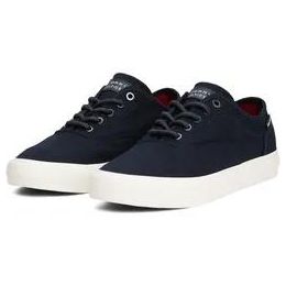 Sneaker Tommy Hilfiger "TH HI VULC LOW OXFORD TWILL", Herren, Gr. 44, blau (dunkelblau), Textil, Schuhe Sneaker, Freizeitschuh, Halbschuh, Schn&uuml;rschuh mit Label an der Ferse