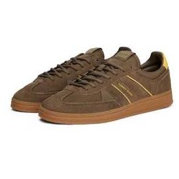 Tommy Hilfiger Sneaker TOMMY JEANS "THE GREENWICH EDGE SUEDE", Herren, Gr. 44, oliv, Veloursleder, Schuhe Sneaker, Freizeitschuh, Halbschuh, Schn&uuml;rer mit farblicher Pasepelierung