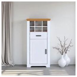 Highboard Inter Link "Maluno", wei&szlig;, eiche colori, B:68cm T:48cm, Massivholz, Sideboards, Highboard, Kiefer Massiv, Weinschrank, Soft-Close, BxTxH: ca. 68 x 48 x 136 cm