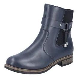 Winterstiefelette Rieker, Damen, Gr. 39, schwarz (dunkelblau, schwarz), Elastischer Einsatz, Lederimitat, Schuhe Winterstiefelette, Chelseaboots, Winterboots, Blockabsatz, mit Innenrei&szlig;verschluss