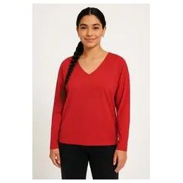 Strickpullover Only "ONLAMALIO LIFE LS V-NECK KNT", Damen, Gr. XS, salsa, Strick, Obermaterial: 100% Polyester, unifarben, oversize, V-Ausschnitt, Pullover Strickpullover