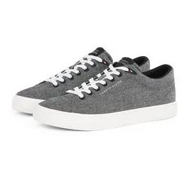 Sneaker Tommy Hilfiger "TH HI VULC LOW CORE CHAMBRAY", Herren, Gr. 47, grau (anthrazit), Textil, meliert, Schuhe Sneaker, Freizeitschuh, Halbschuh, Schn&uuml;rer in melierter Optik