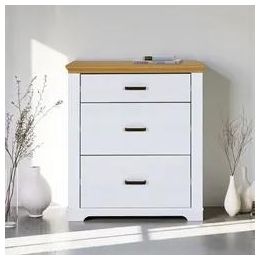 Schubkastenkommode Inter Link "Maluno", wei&szlig;, eiche colori, B:93cm T:48cm, Massivholz, Sideboards, Kiefer Massiv, Soft-Close, Stauraum, BxTxH: ca. 93 x 48,3 x 104 cm