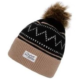 Bommelm&uuml;tze Chillouts "Ella Hat", Damen, schwarz, Obermaterial: 40% Polyacryl, 32% Polyamid, 28% Polyester, M&uuml;tzen, mit Kunstfell-Pompon, Norwegermuster