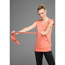 Funktionsshirt FAYN SPORTS "Cuffed Tee", Damen, Gr. 40/42, orange (koralle), Jersey, Obermaterial: 87% Polyester, 13% Elasthan, figurbetont, Shirts Funktionsshirt, atmungsaktiv, schnell trocknend, aus Jerseystoff, Topseller