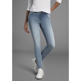 Skinny-fit-Jeans Arizona "Ultra-Stretch", Damen, Gr. 76, K + L Gr, blau (blau us), Denim/Jeans, Obermaterial: 74% Baumwolle, 24% Polyester, 2% Elasthan, Basic, extraeng lang, Jeans Skinny-fit-Jeans, extra-enger Beinverlauf, normale Leibh&ouml;he, mit Eingrifftaschen, Topseller
