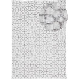 Teppich CarpetFine "Holly 3", grau, B:80cm H:12mm L:150cm, Polyester, Teppiche, Teppich, geometrisches Design, Hoch-Tief Struktur, Wohnzimmer