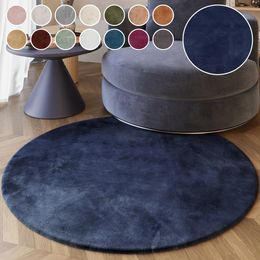 Hochflor-Teppich Esprit "Alice ESP-4377 Kunstfell", blau (dunkelblau), H:25mm &Oslash;:200cm, Kunstfaser, Teppiche, Hochflor-Teppich, Kaninchenfell-Haptik, besonders weich und dicht, f&uuml;r alle R&auml;ume