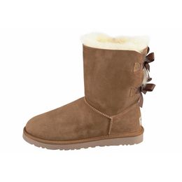 UGG Australia Schlupfboots UGG "Bailey Bow 2", M&auml;dchen, Gr. 9 (40), braun (chestnut), Obermaterial: 100% Lammfell. Decksohle: 100% Lammfell. Laufsohle: 100% EVA/Kautschuk, unifarben, Schuhe Schlupfboots, mit Satinschleifen hinten am Schaft, Topseller