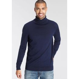Rollkragenpullover AJC, Herren, Gr. XL (56/58), blau (marine), Feinstrick, Obermaterial: 50% Baumwolle, 50% Polyacryl, unifarben, Basic, schmal, Rippstrickb&uuml;ndchen, Pullover Rollkragenpullover, mit Rollkragen aus Rippstrick