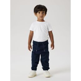 Cargohose name it "NMMBEN CARGO R TWI PANT 1771-HI NOOS", Jungen, Gr. 98, N-Gr, blau (navy blazer), Twill, Obermaterial: 98% Baumwolle, 2% Elasthan, unifarben, relaxed fit kn&ouml;chellang, Hosen Cargohose