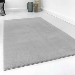 Teppich HOMIE LIVING "Villa Rosso", grau, B:133cm H:15mm L:200cm, Polyester, Teppiche, Teppich, Kurzflor, Uni Farben, leicht gl&auml;nzende Optik