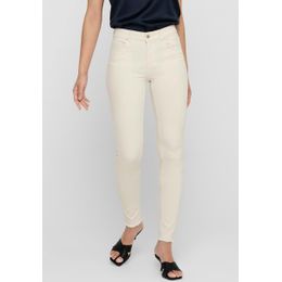 Skinny-fit-Jeans Only "ONLBLUSH LIFE MID SK AK RW DOT019", Damen, Gr. XS (34), L&auml;nge 30, beige (ecru), Denim/Jeans, Obermaterial: 92% Baumwolle, 6% Elastomultiester, 2% Elasthan, Abriebeffekte, skinny fit, Jeans Skinny-fit-Jeans