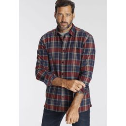 MAN'S WORLD Flanellhemd MAN'S WORLD, Herren, Gr. L (41/42), N-Gr, grau (blau, rot, grau), Flanell, Obermaterial: 100% Baumwolle, kariert, regular fit, 2-Knopf-Manschette, Hemden Flanellhemd, Karomuster, Topseller