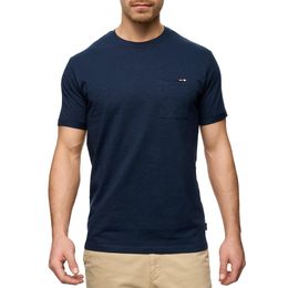 Rundhalsshirt INDICODE "INAndorra", Herren, Gr. L, blau (navy), Single Jersey, Obermaterial: 100% Baumwolle, unifarben, regular fit h&uuml;ftlang, Rundhals, Shirts Rundhalsshirt