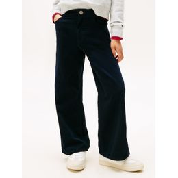 Cordhose Tommy Hilfiger "MABEL CORDUROY PANTS", M&auml;dchen, Gr. 16 (176), N-Gr, blau (schwarz night navy), Cord, Obermaterial: 100% Baumwolle, unifarben, regular fit lang, Hosen Cordhose, Kinder bis 16 Jahre