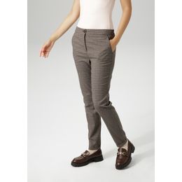 Webhose Aniston CASUAL, Damen, Gr. 36, N-Gr, grau (anthrazit, dunkelbraun, helltaupe, hellbraun), Web, Obermaterial: 65% Polyester, 33% Viskose, 2% Elasthan, Jacquardmuster, kariert, figurumspielend kn&ouml;chellang, Hosen Webhose, im dezenten Karo-Dessin