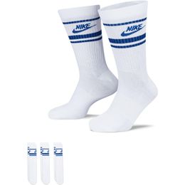 Sportsocken Nike Sportswear "EVERYDAY ESSENTIAL CREW SOCKS (3 PA", Damen, Gr. L (42/45), wei&szlig; (wei&szlig;, blau), Obermaterial: 100% Textilmaterial, Socken Sportsocken