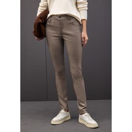 Stoffhose Street One "Style York", Damen, Gr. 42, L&auml;nge 32, silk braun, Web, Obermaterial: 79% Viskose, 18% Nylon, 3% Elasthan, unifarben, regular fit lang, Hosen Stoffhose, mit Taschen