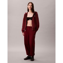 Sweathose Calvin Klein Jeans "MONOLOGO FRENCH TERRY JOGGER", Damen, Gr. XS (36), N-Gr, renaissance rot, Jersey, Obermaterial: 86% Baumwolle, 14% Polyester, bequem lang, Hosen Sweathose
