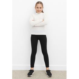 Leggings happy girls, M&auml;dchen, Gr. 128, N-Gr, schwarz, Jersey, Obermaterial: 95% Baumwolle, 5% Elasthan, unifarben, skinny fit kn&ouml;chellang, Hosen Leggings, in Basic-Form